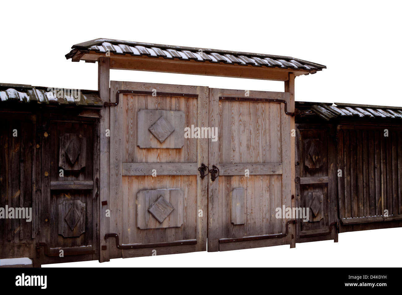 wooden gates on a white background Stock Photo - Alamy