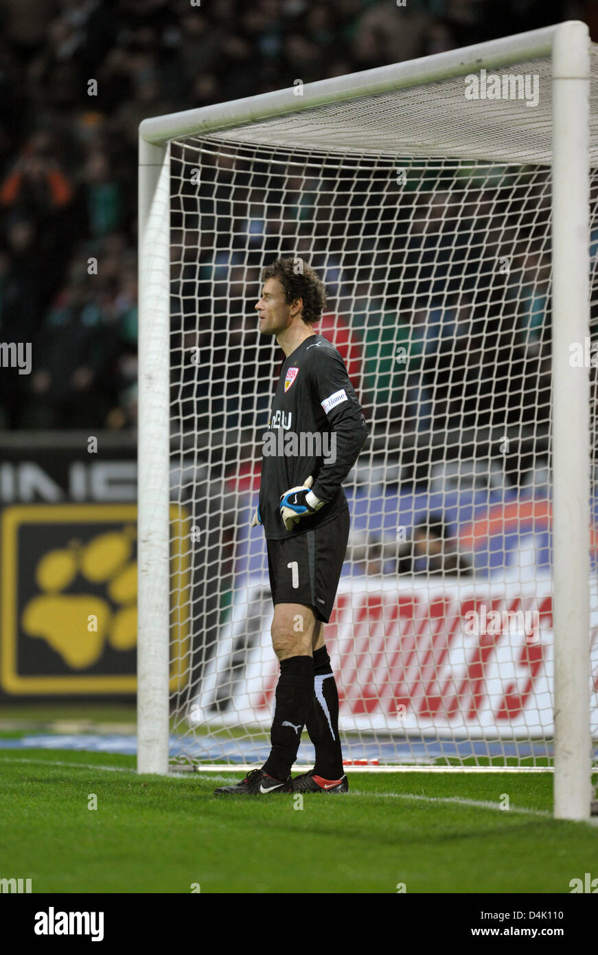 Stuttgart?s goalkeeper Jens Lehmann stands in his goal during the ...