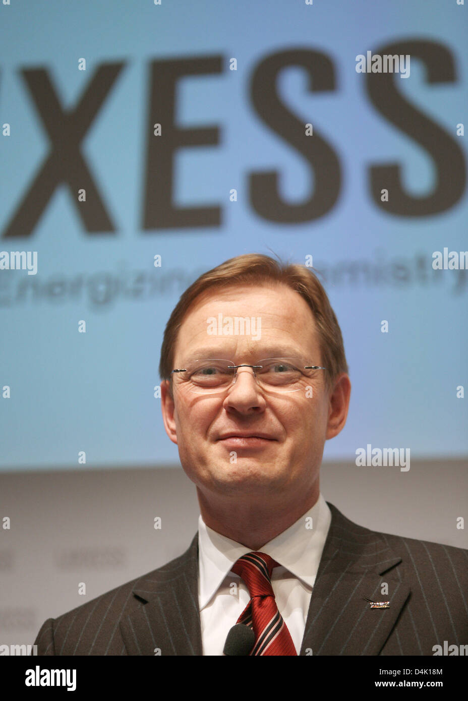 CEO of chemicals group Lanxess AG, Axel Heitmann, presents the 2008 ...