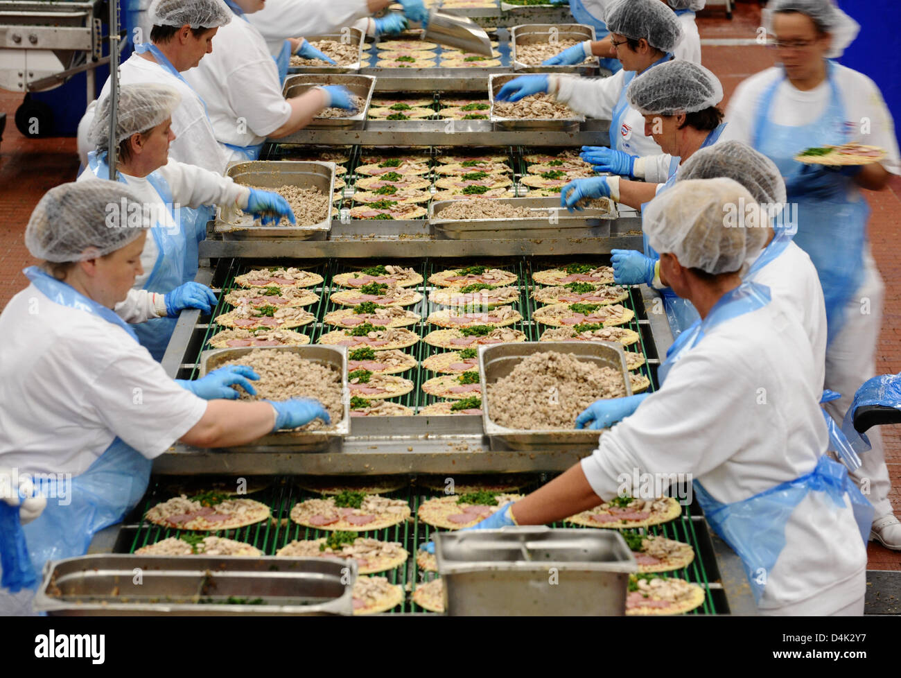 The frozen pizza production line of German company ?Dr Oetker? in ...