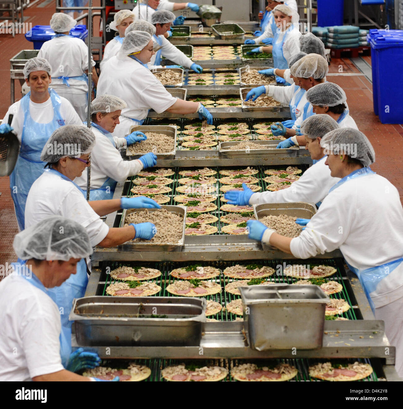 The frozen pizza production line of German company ?Dr Oetker? in ...