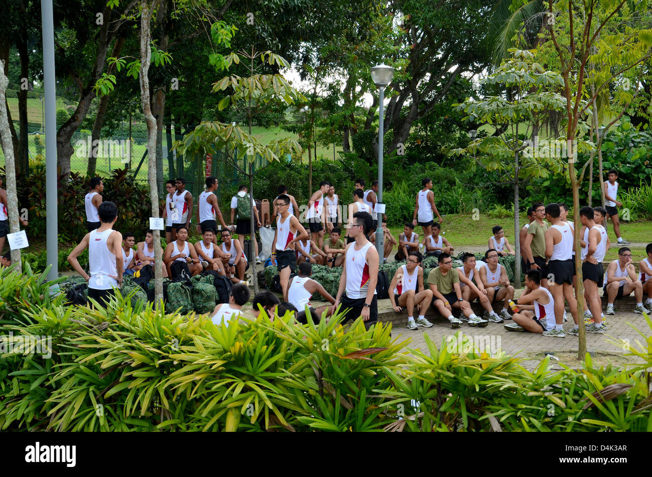 Singapore conscript soldiers / National Servicemen after timed distance ...