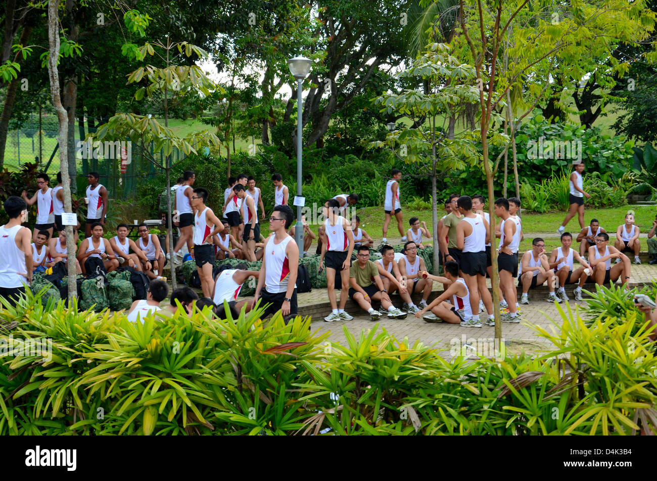 Singapore conscript National Servicemen soldiers after timed distance ...