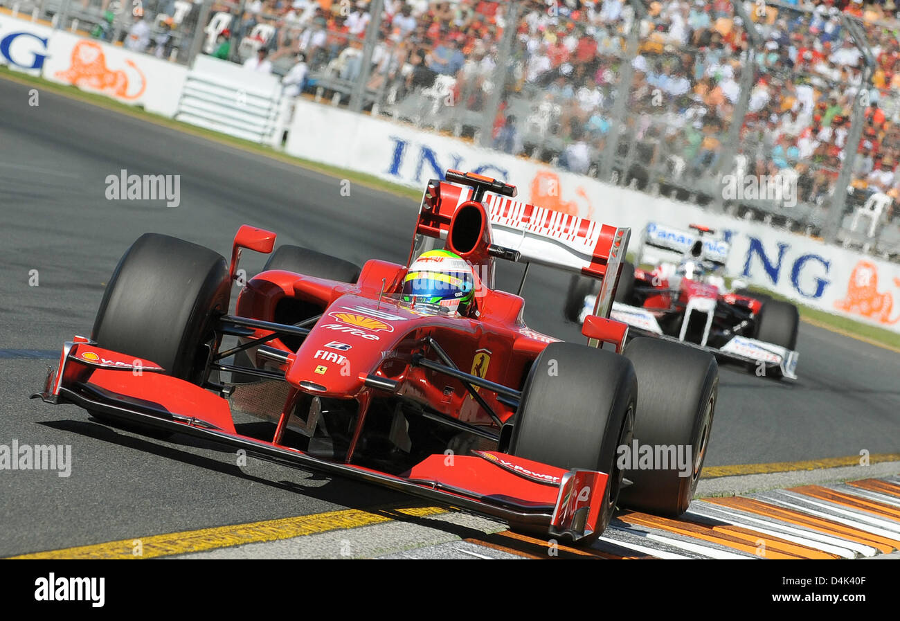Brazilian Formula One driver Felipe Massa of Ferrari steers his car ...