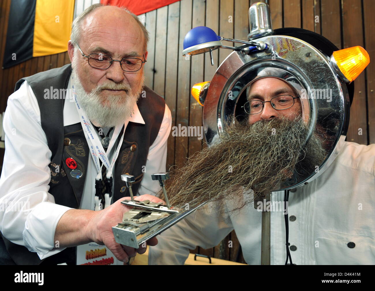 Peter Wegner from Schluchsee uses a special measuring device to measure ...