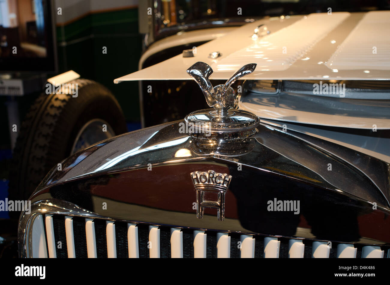 Hood ornament and logo of classic car manufacturers Stock Photo - Alamy