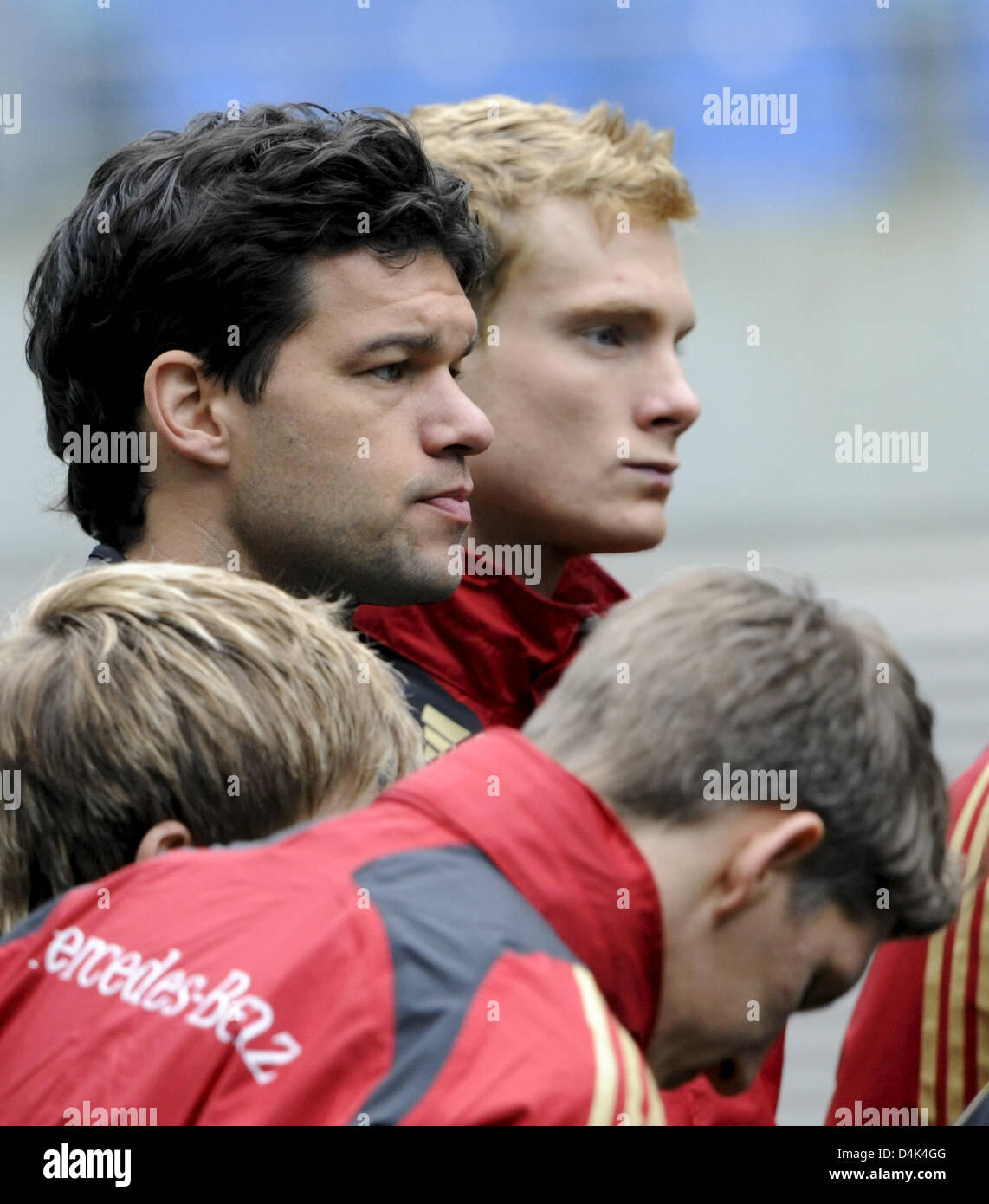 Germany?s national soccer players team captain Michael Ballack (L) and ...