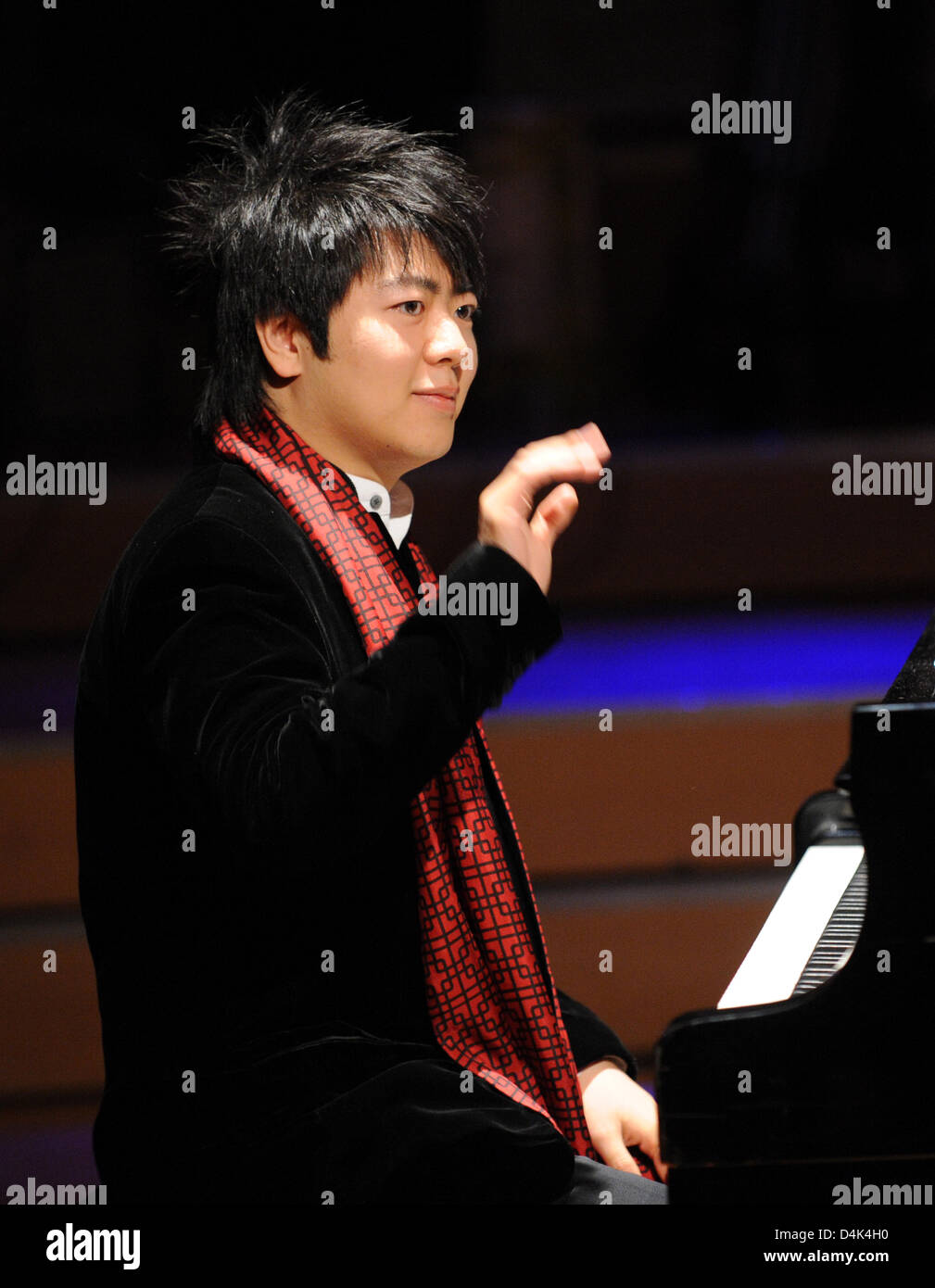 Chinese star pianist Lang Lang performs on the grand piano in Hamburg ...