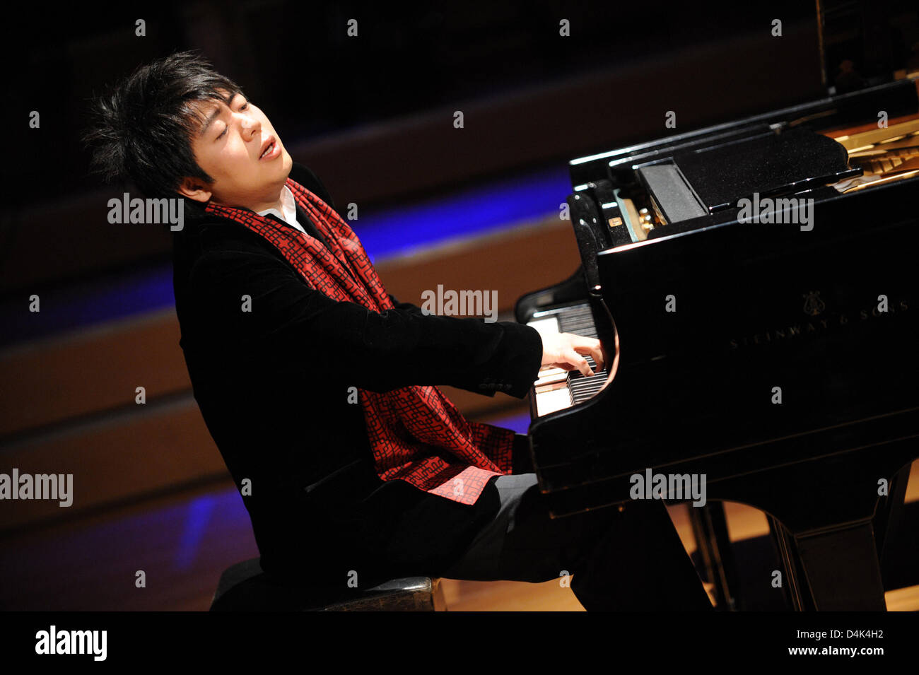 Chinese star pianist Lang Lang performs on the grand piano in Hamburg ...