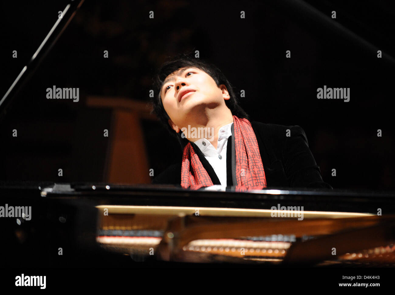 Chinese star pianist Lang Lang performs on the grand piano in Hamburg ...