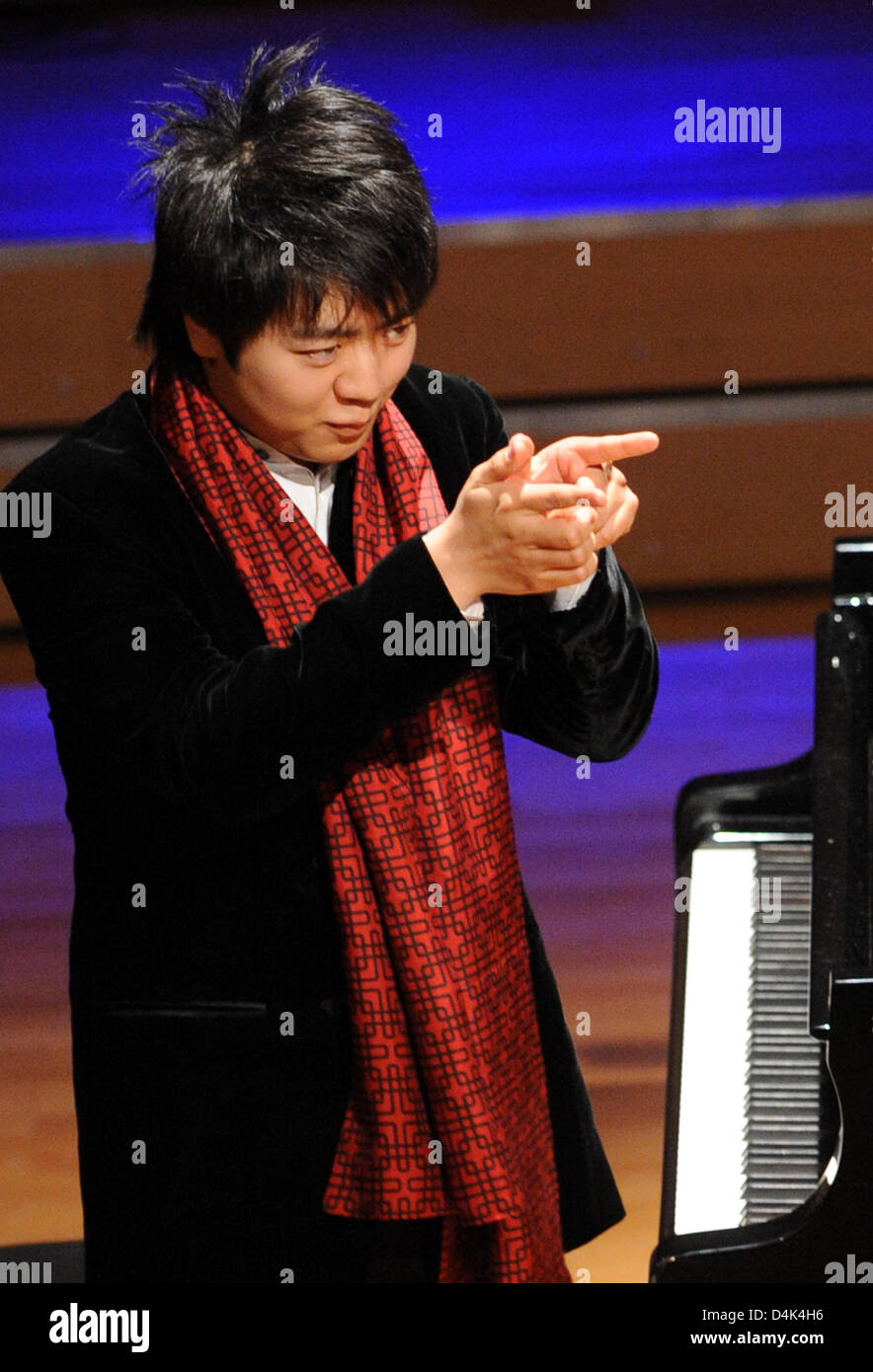 Chinese star pianist Lang Lang performs on the grand piano in Hamburg ...
