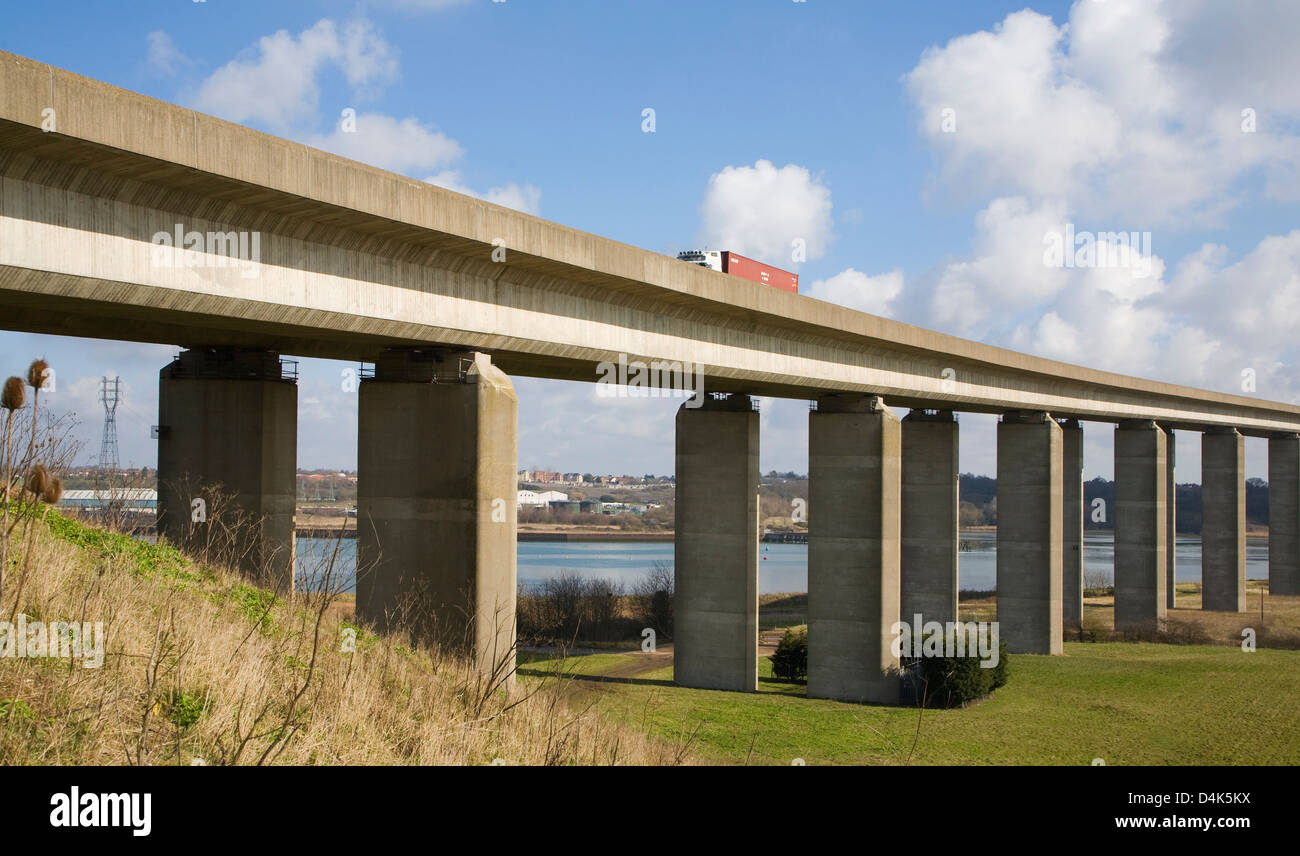 The Orwell Bridge opened in 1982 carries the A14 trunk road over the ...