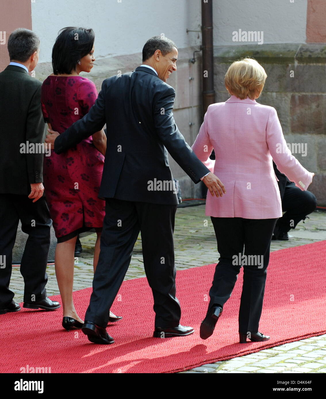 (R-L) German Chancellor Angela Merkel, U.S. President Barack Obama, his ...
