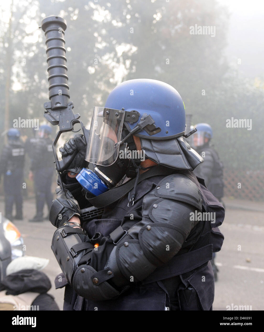 Riot police secures a street in southern Strasbourg, France, 03 April ...
