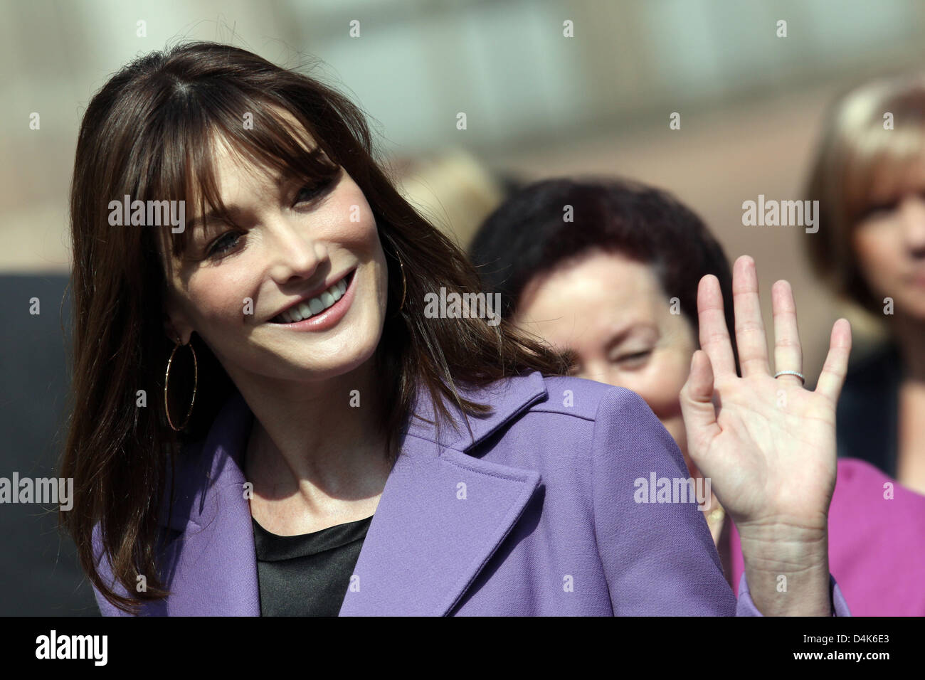 France?s First Lady Carla Bruni Sarkozy smiles in Strasbourg, France ...