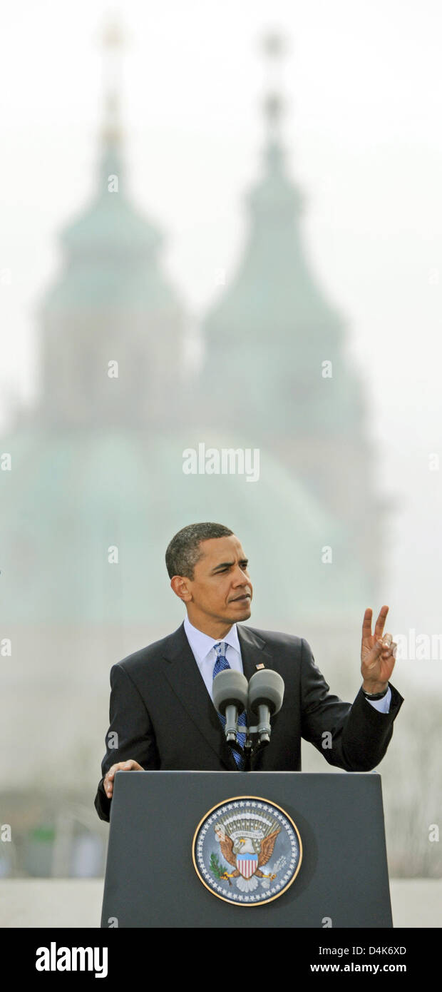U.S. President Barack Obama delivers a speech in Prague, Czech Republic ...
