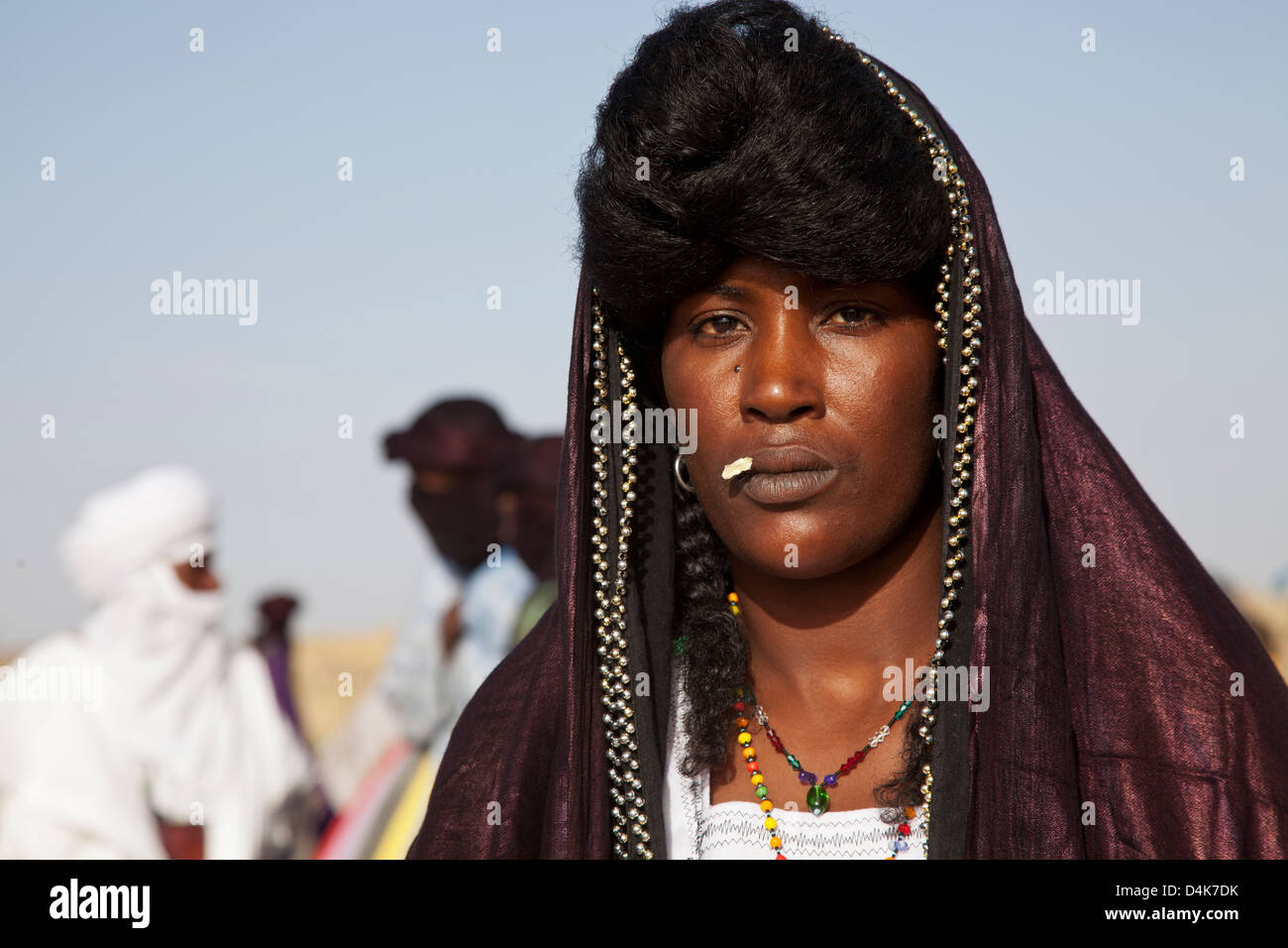 Wodaabe nomad woman at Gerewol festival in Niger, Africa Stock Photo ...