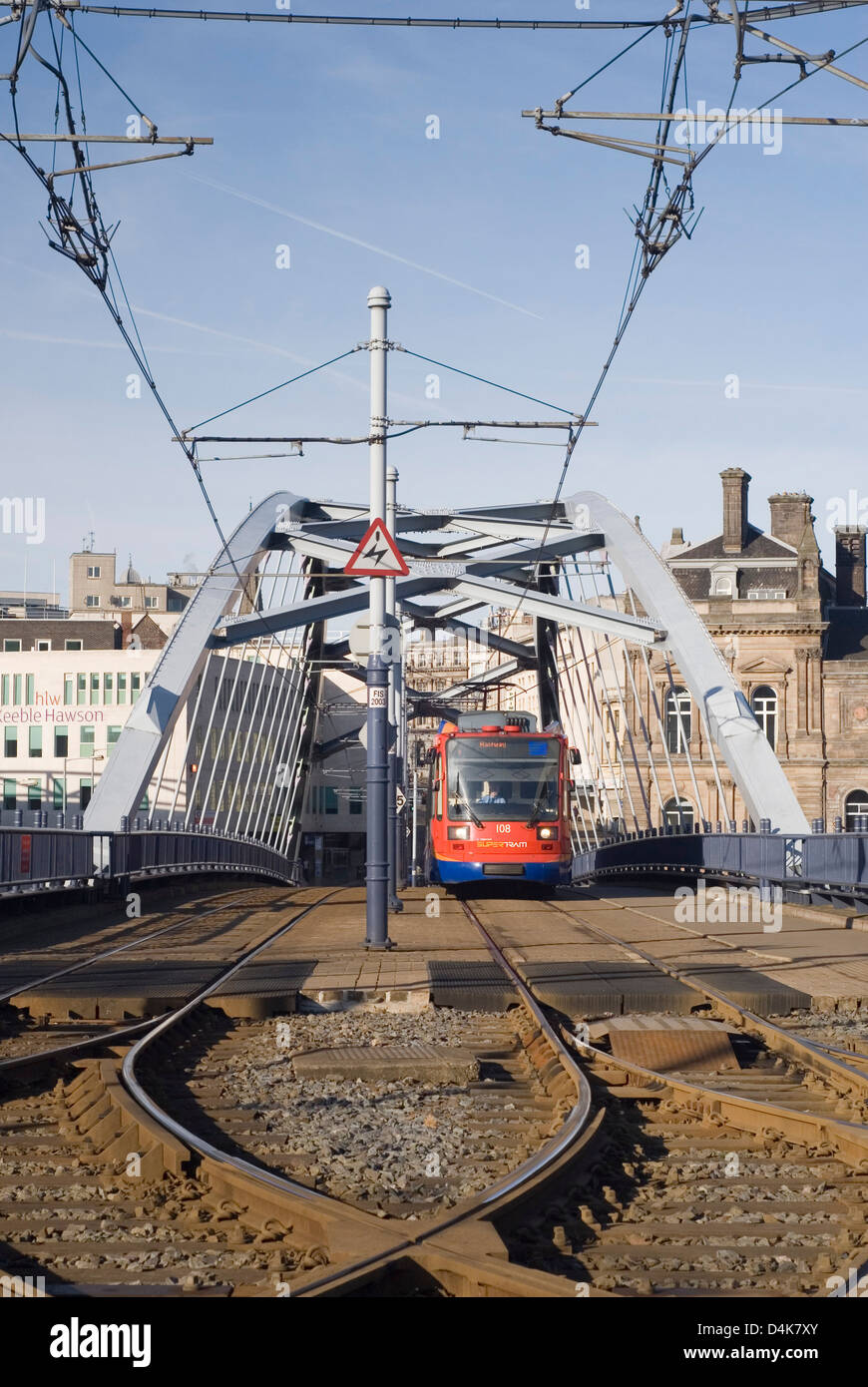 Tram passing from Commercial Street to Park Square on the Bowstring ...