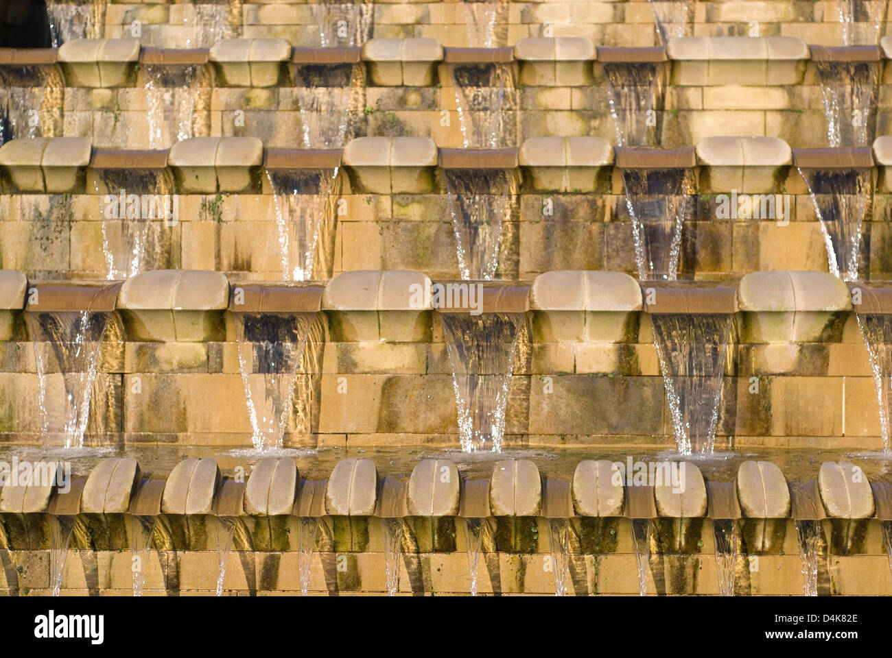 The Cascades water feature, Sheaf Square, carved weirstones pouring ...