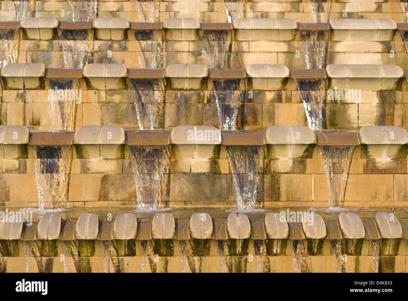 The Cascades water feature, Sheaf Square, carved weirstones pouring ...