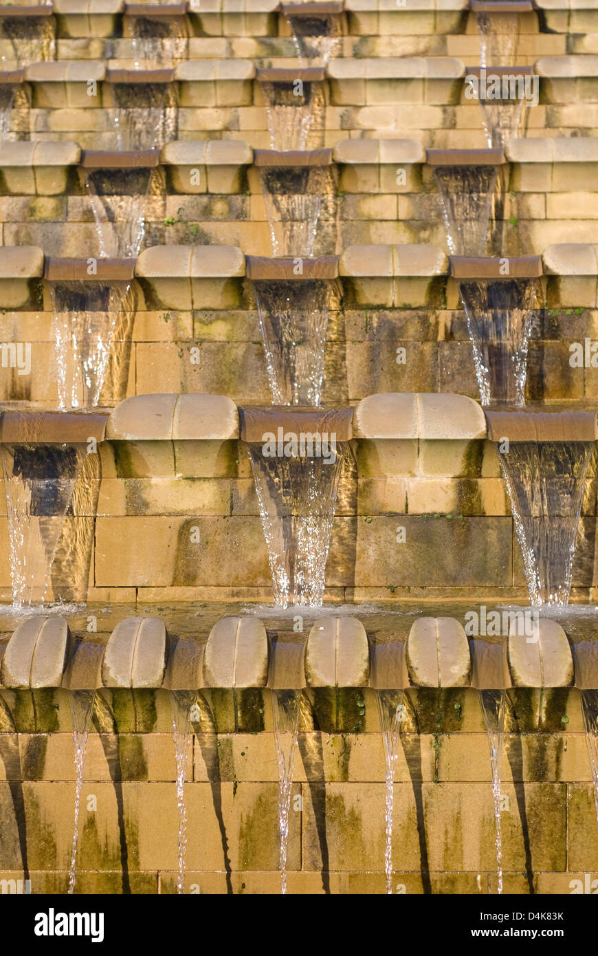 The Cascades water feature, Sheaf Square, carved weirstones pouring ...