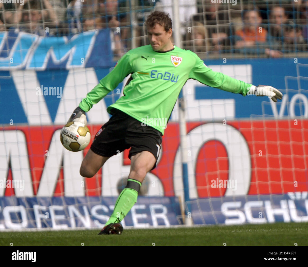 Stuttgart?s goalkeeper Jens Lehmann is abvout to kick the ball during ...