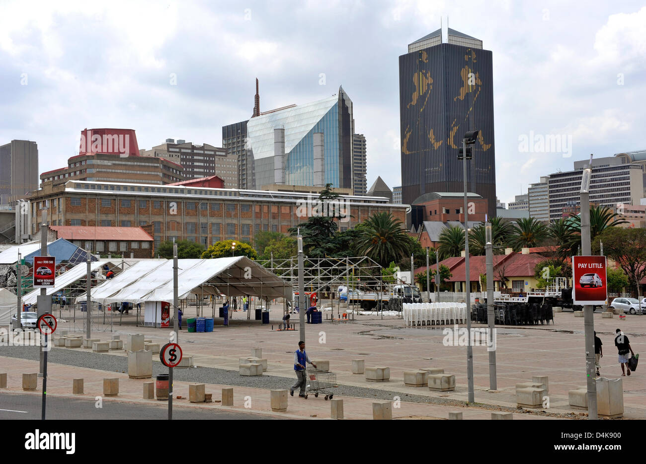 The picture shows a street scene on the large square in Newtown, a ...