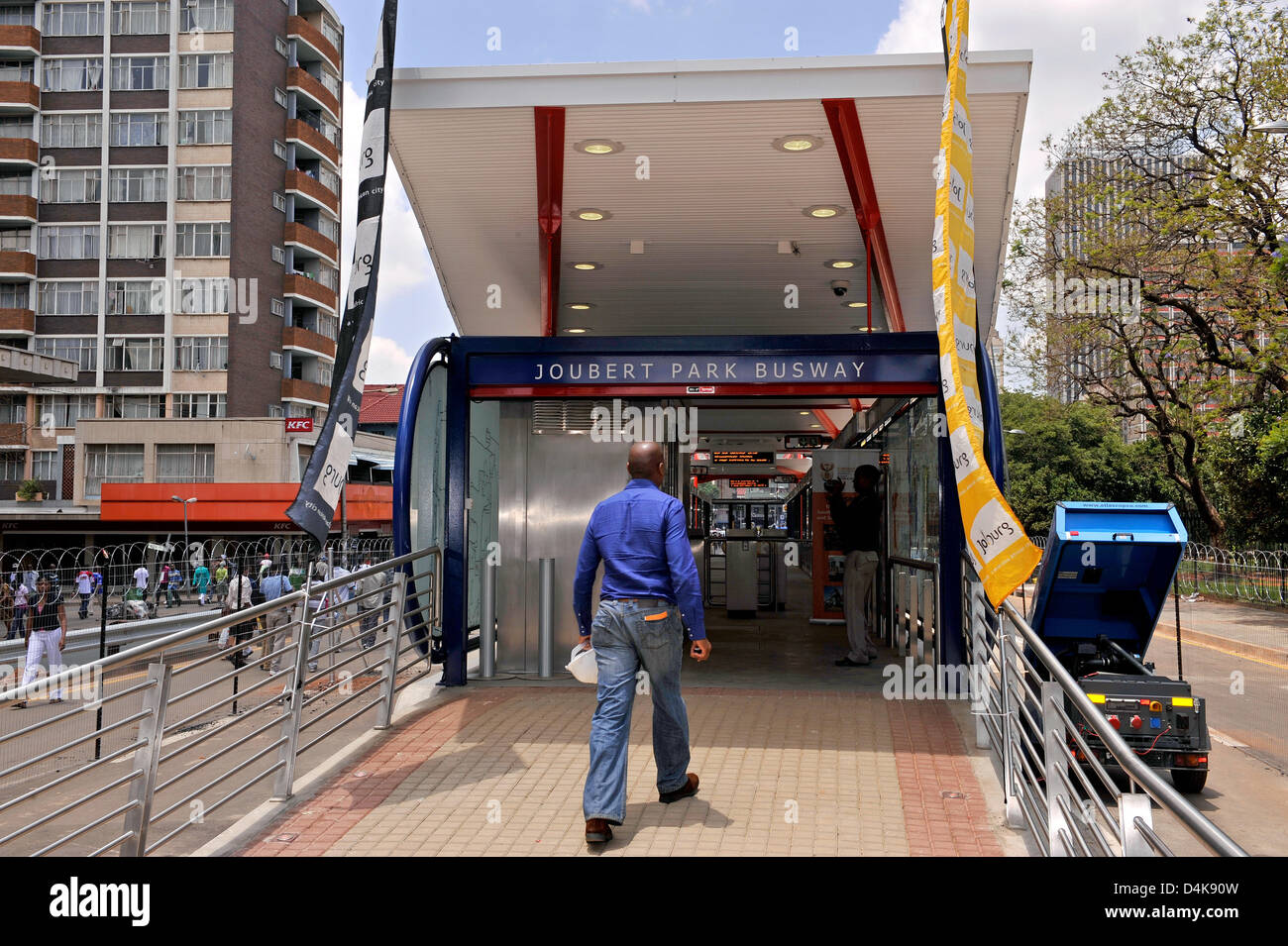 The picture shows the newly built bus stop Joubert Park in Johannesburg ...