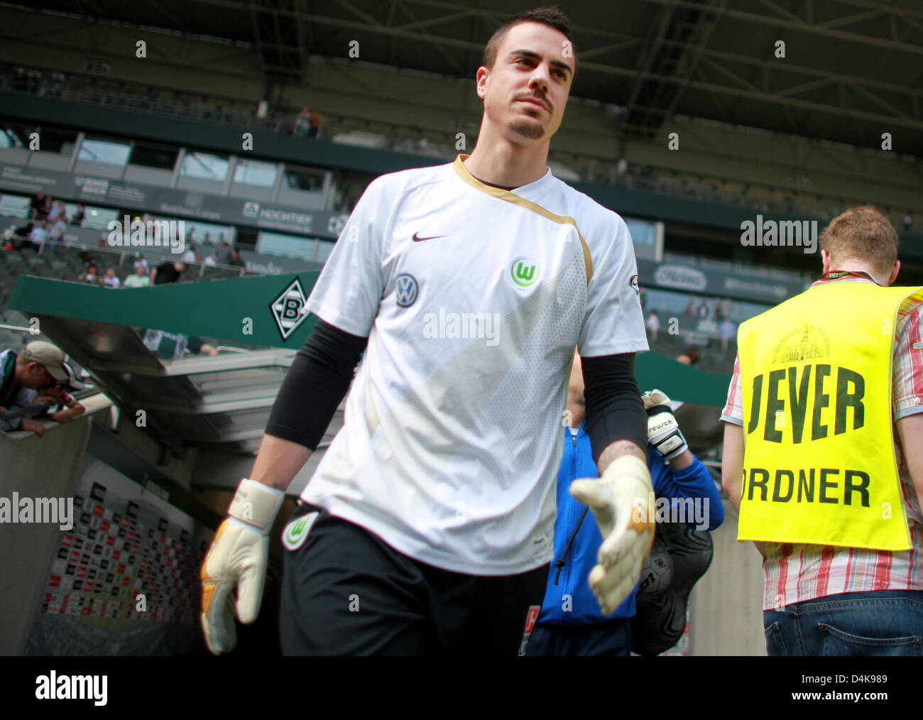 Wolfsburg?s goalkeeper Diego Benaglio arrives on the pitch prior to the ...