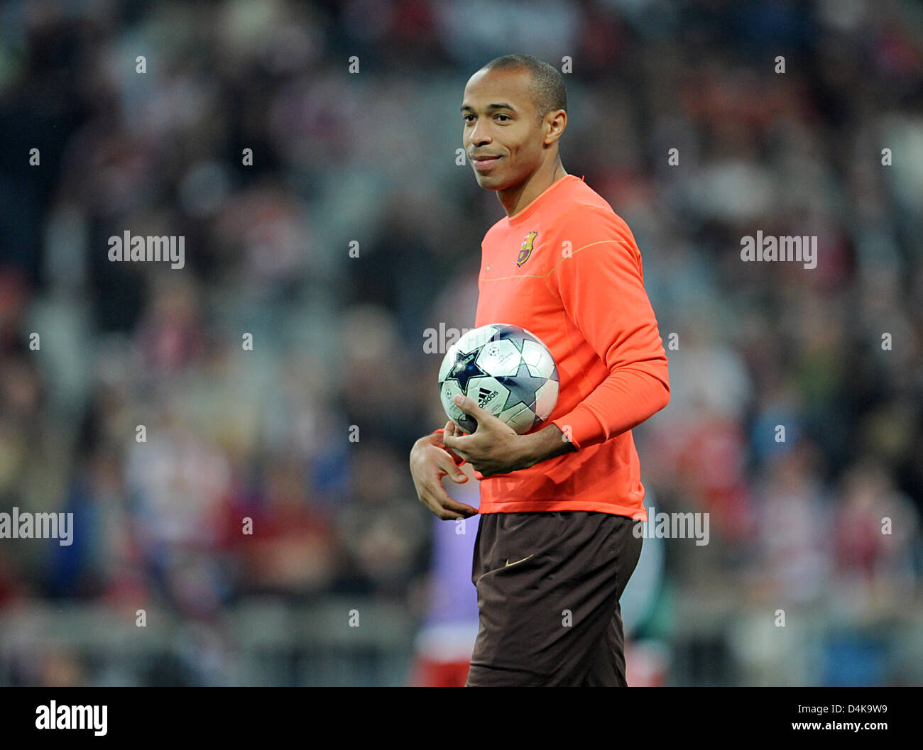 Barcelona?s Thierry Henry holds a football in his hands prior to the ...