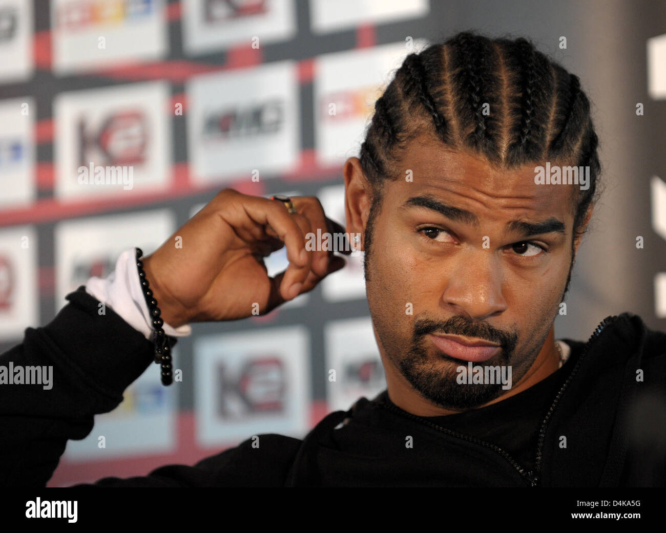 British heavyweight boxer David Haye gestures during a press conference ...