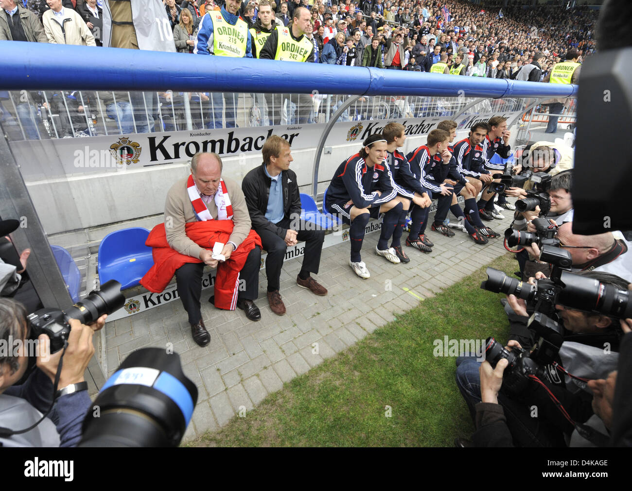 The bench of Munich pictured ahead of the German Bundesliga match ...