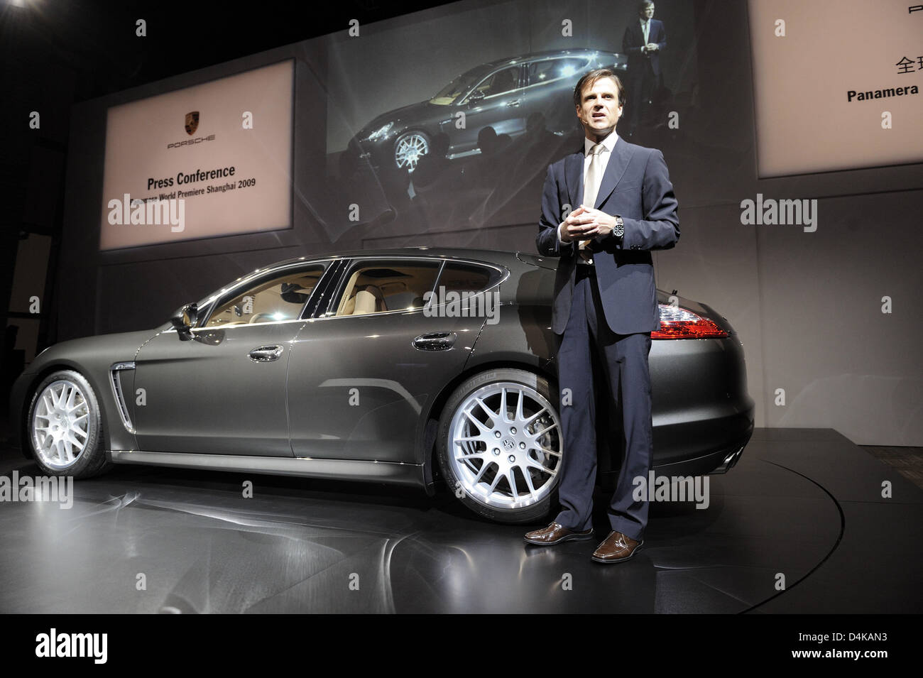 Michael Mauer, head of Porsche?s design department, speaks next to ...