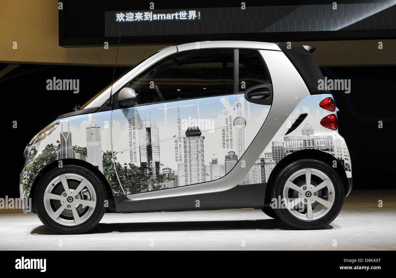 A Smart stands at the Mercedes-Benz stand during the first press day at ...