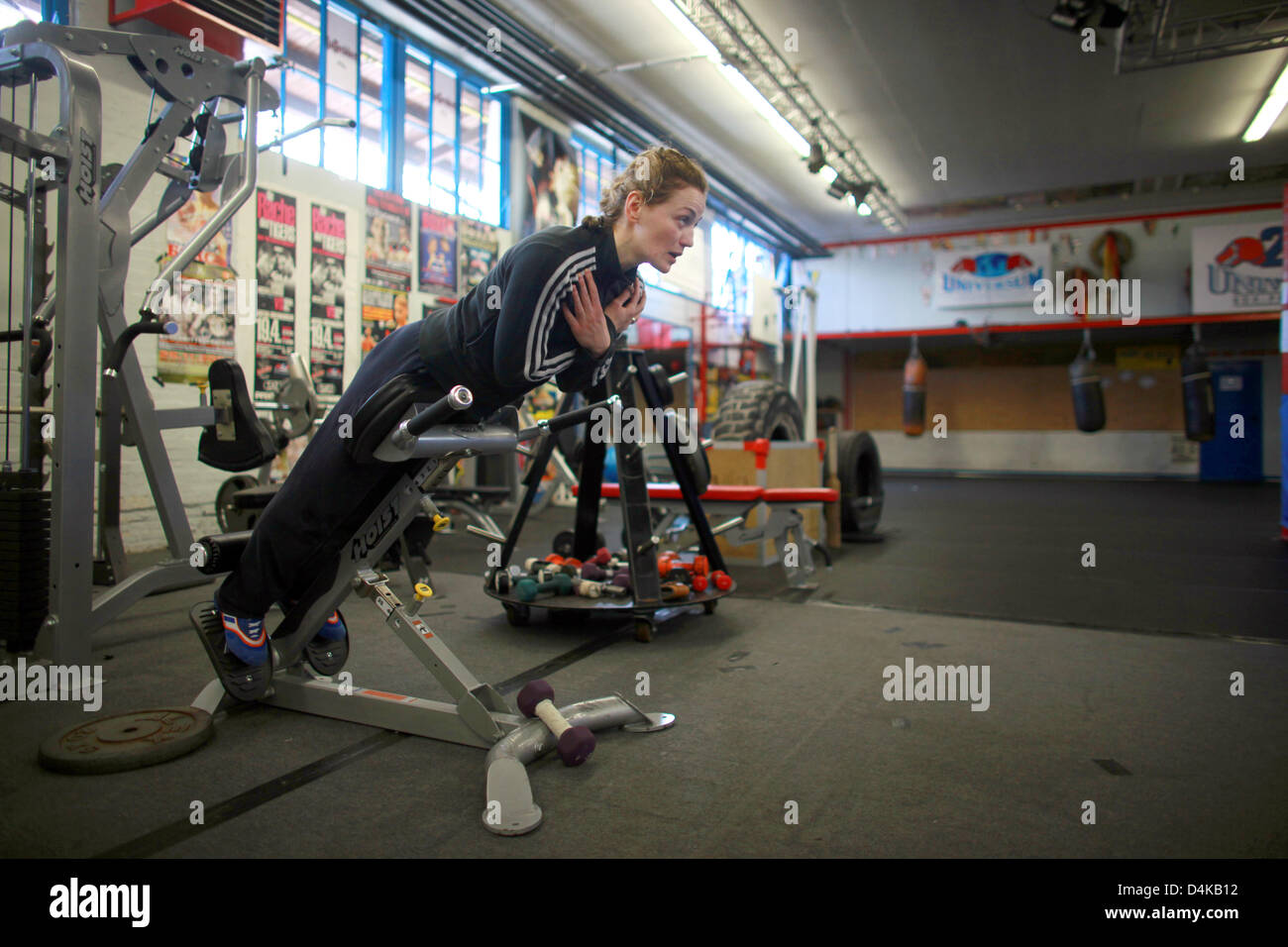 Boxing featherweight world champion German Ina Menzer practices during ...