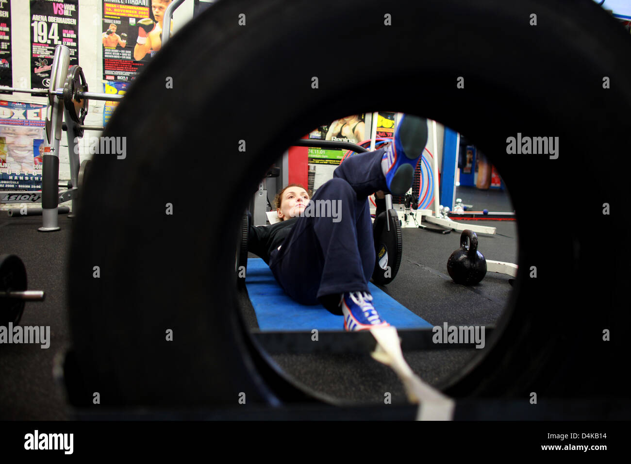 German featherweight boxing world champion Ina Menzer practices during ...