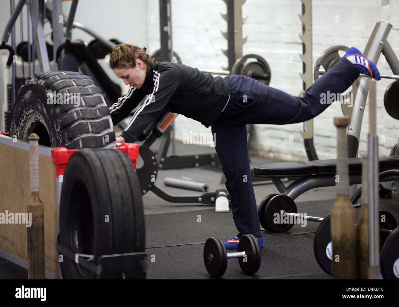 Boxing featherweight world champion German Ina Menzer practices during ...