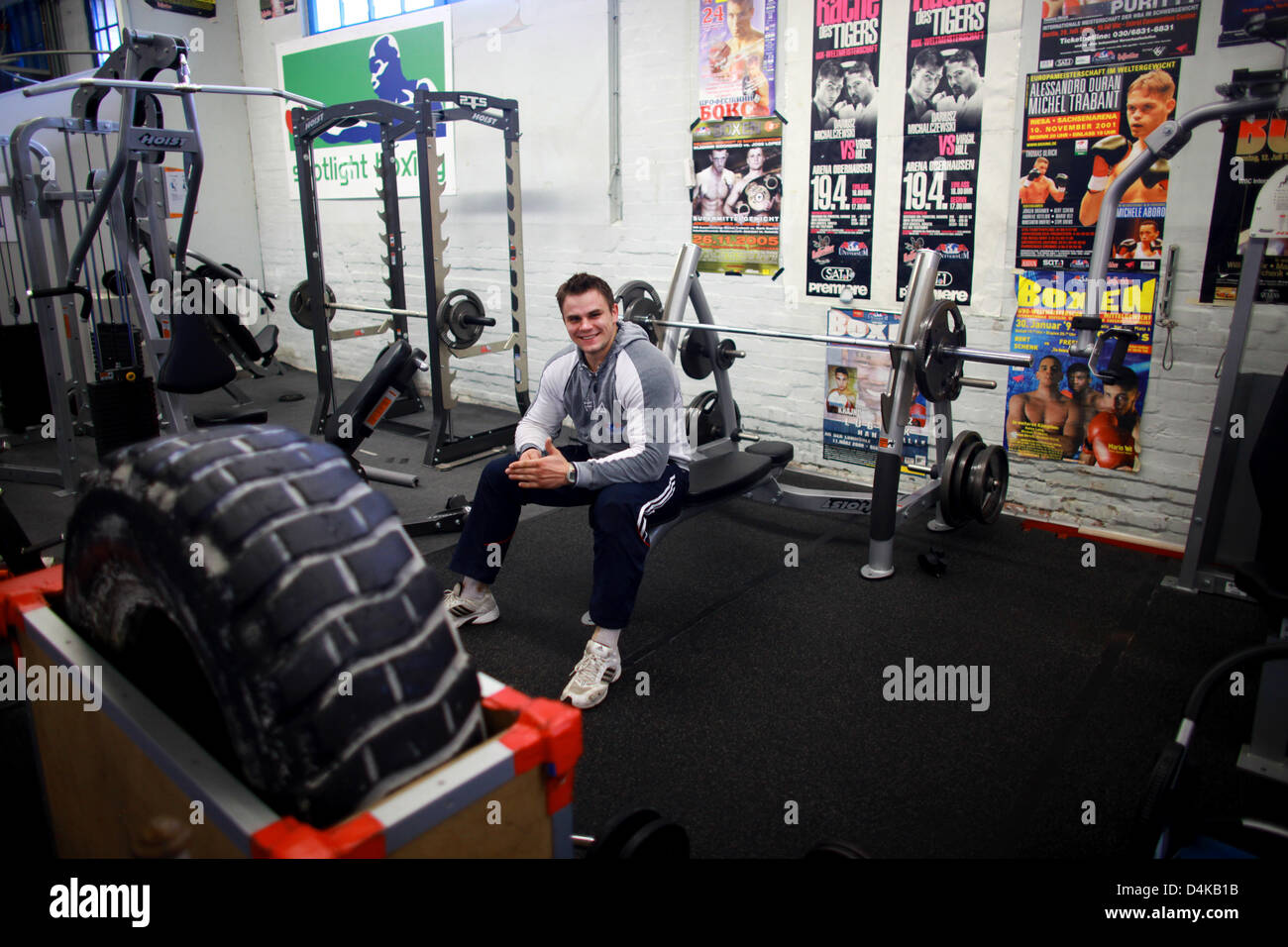 Heavy weight boxer Denis Bojzow poses in the gymn during a photo call ...