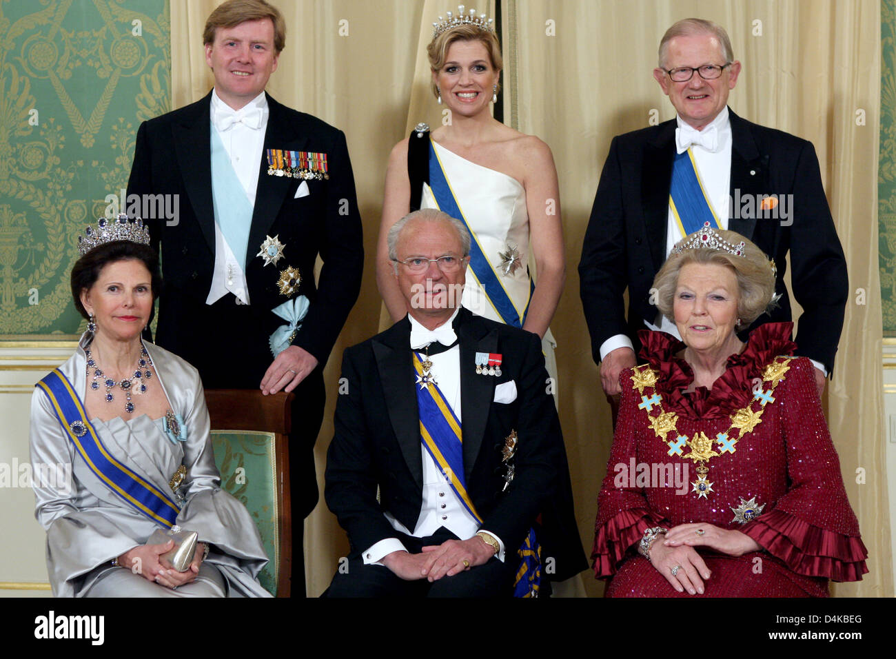 Dutch Crown Prince Willem-Alexander (back L-R), Crown Princess Maxima ...