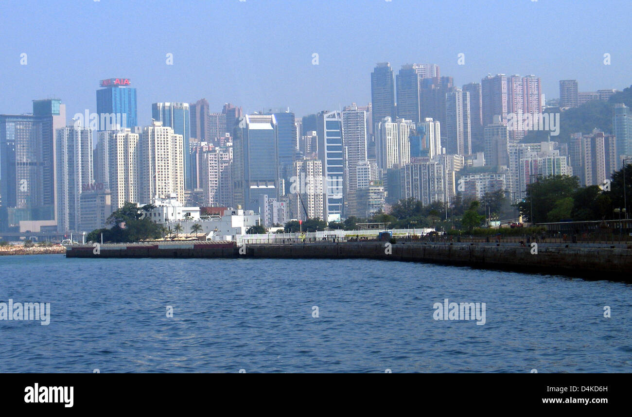 The picture shows a star ferry pier on Hong Kong island in Hong Kong ...