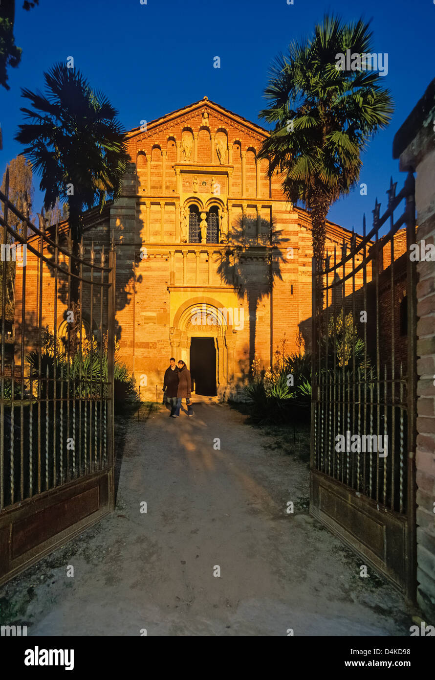 Europe Italy Piedmont Albugnano Santa Maria di Vezzolano abbey facade ...