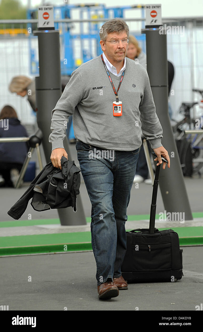 British Ross Brawn, team principal of Brawn GP, arrives at the paddock ...