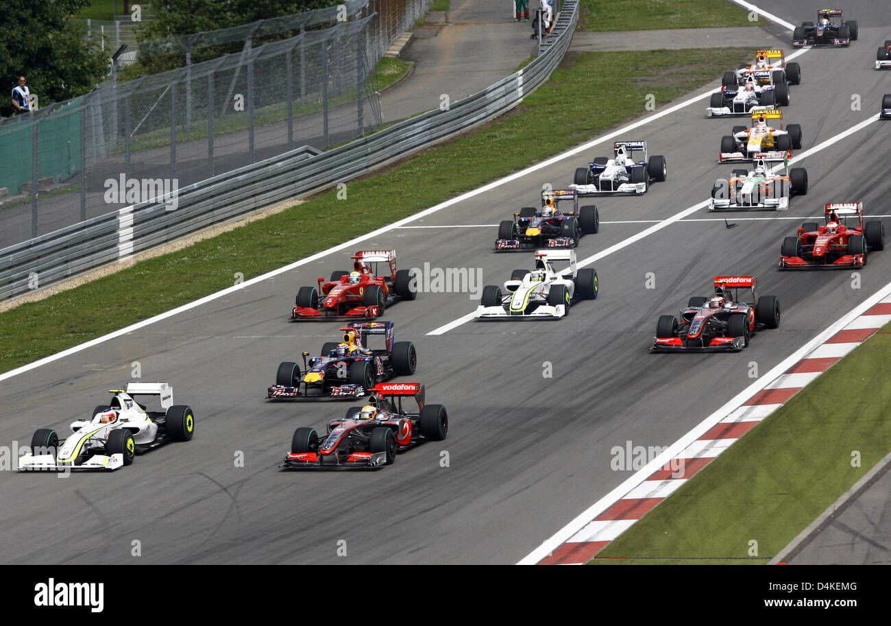 Brazilian Formula One driver Rubens Barrichello of Brawn GP (front L ...