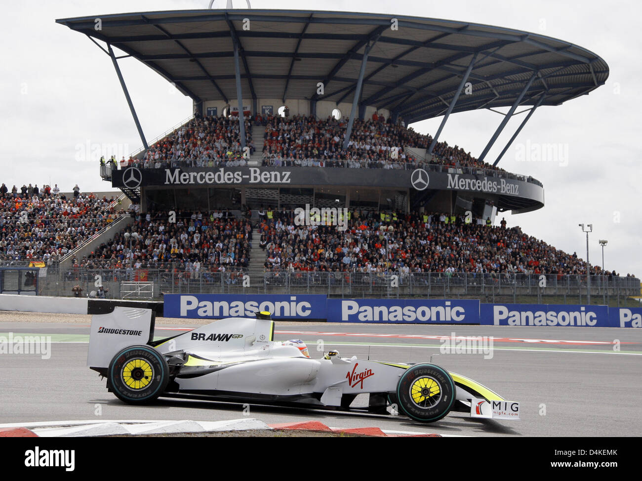 Brazilian Formula One driver Rubens Barrichello of Brawn GP leads the ...