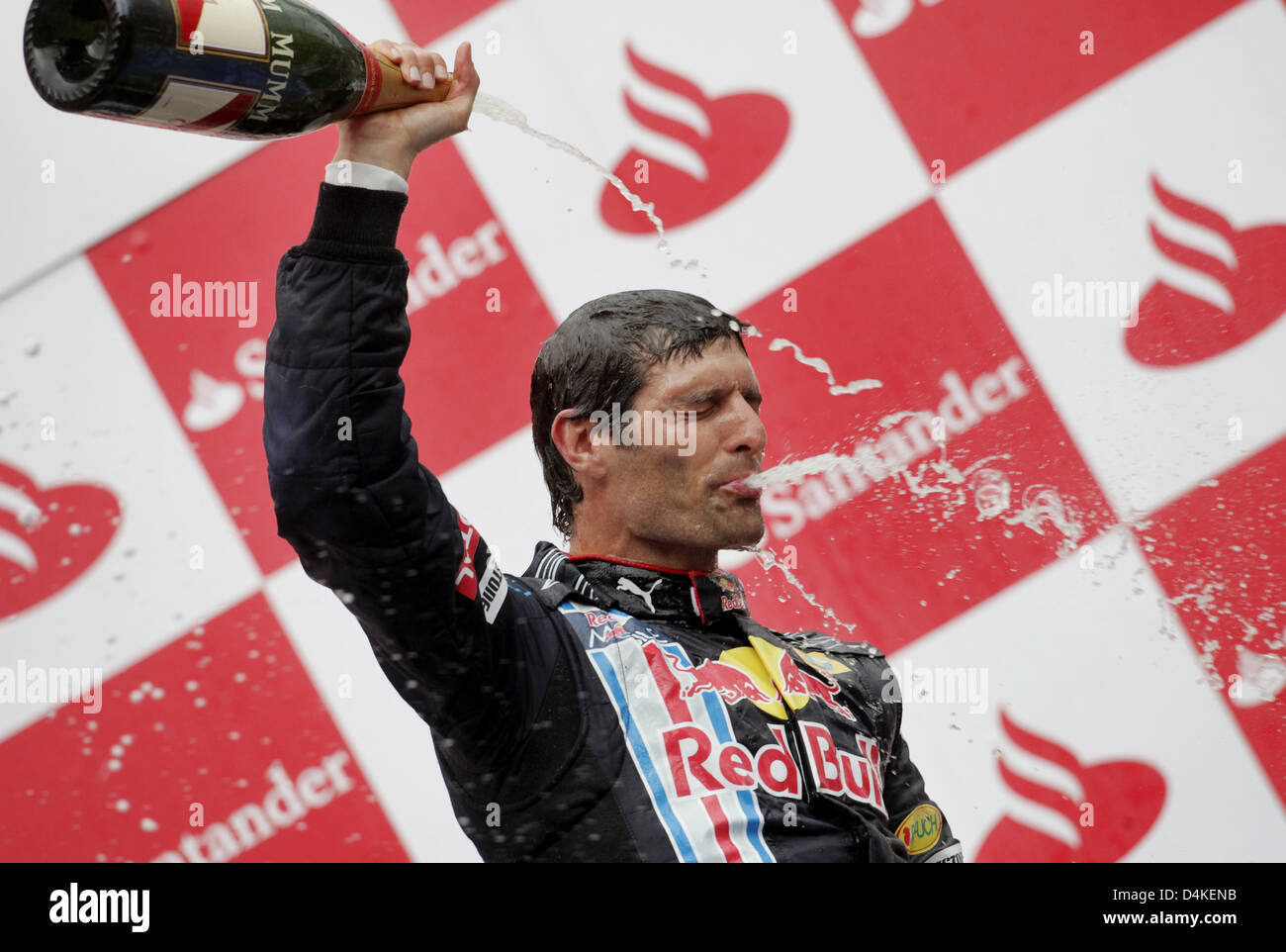 Australian Formula One driver Mark Webber of Red Bull celebrates on the ...