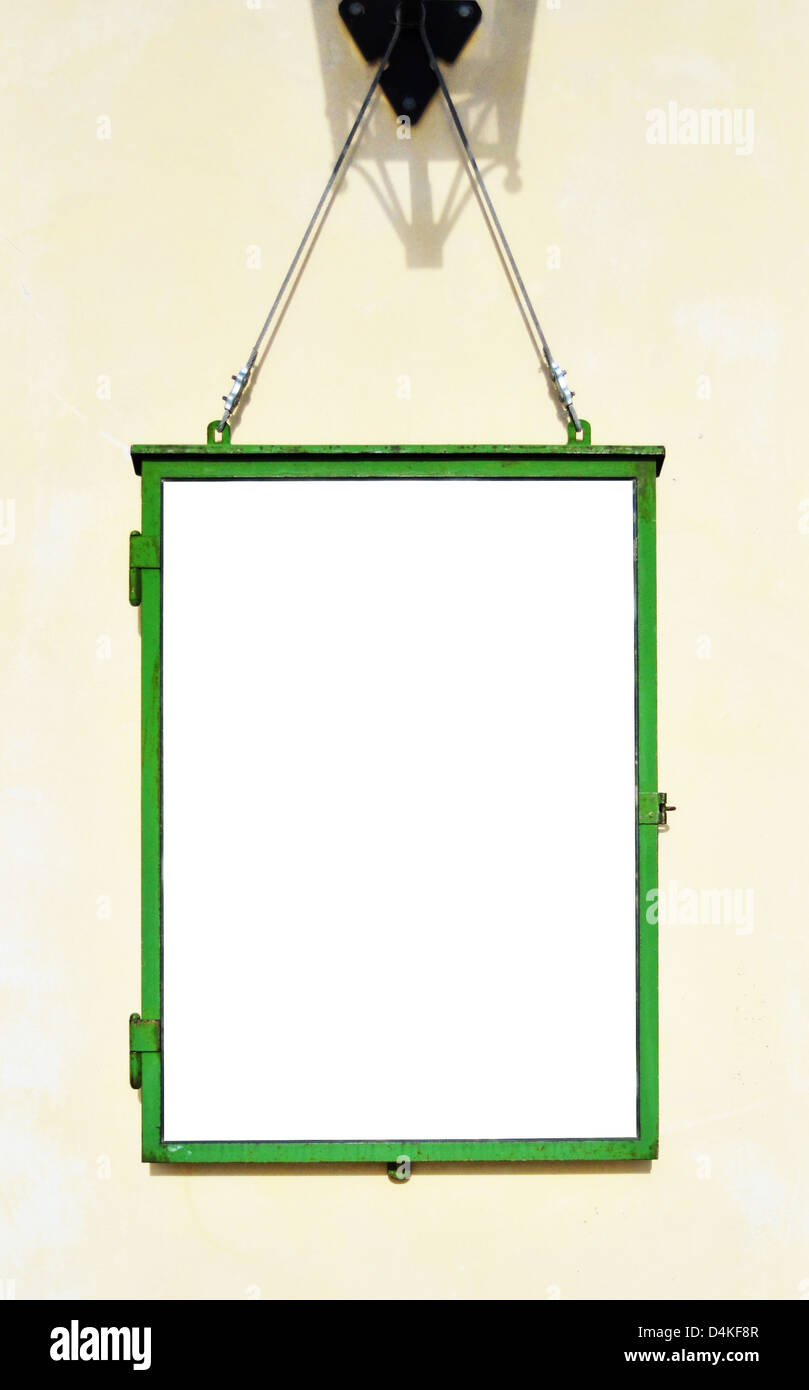 Blank note board hanging on wall Stock Photo - Alamy