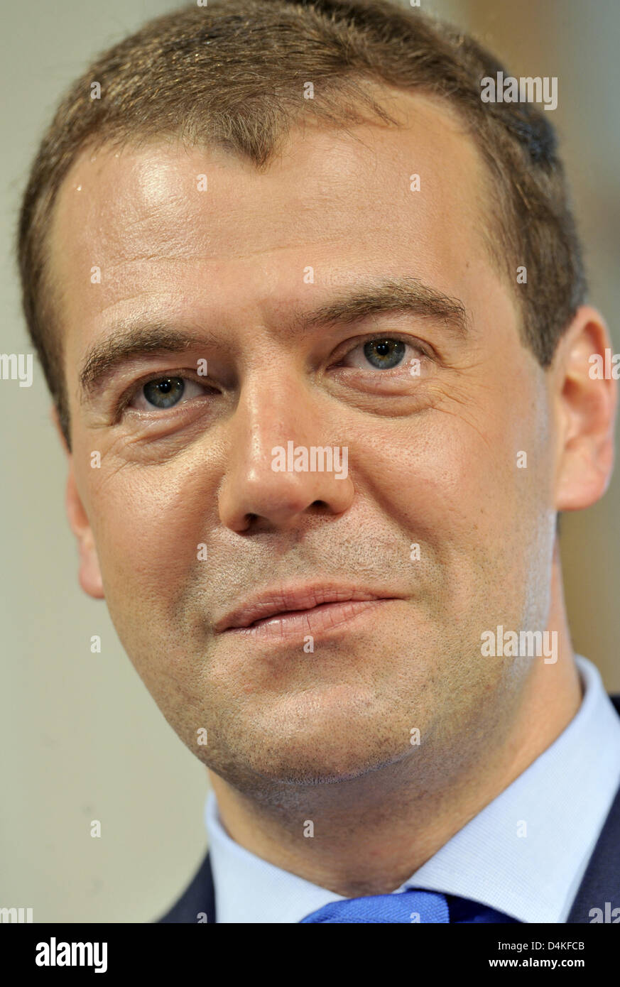 Russian President Dmitry Medvedev pictured at a press conference in the ...