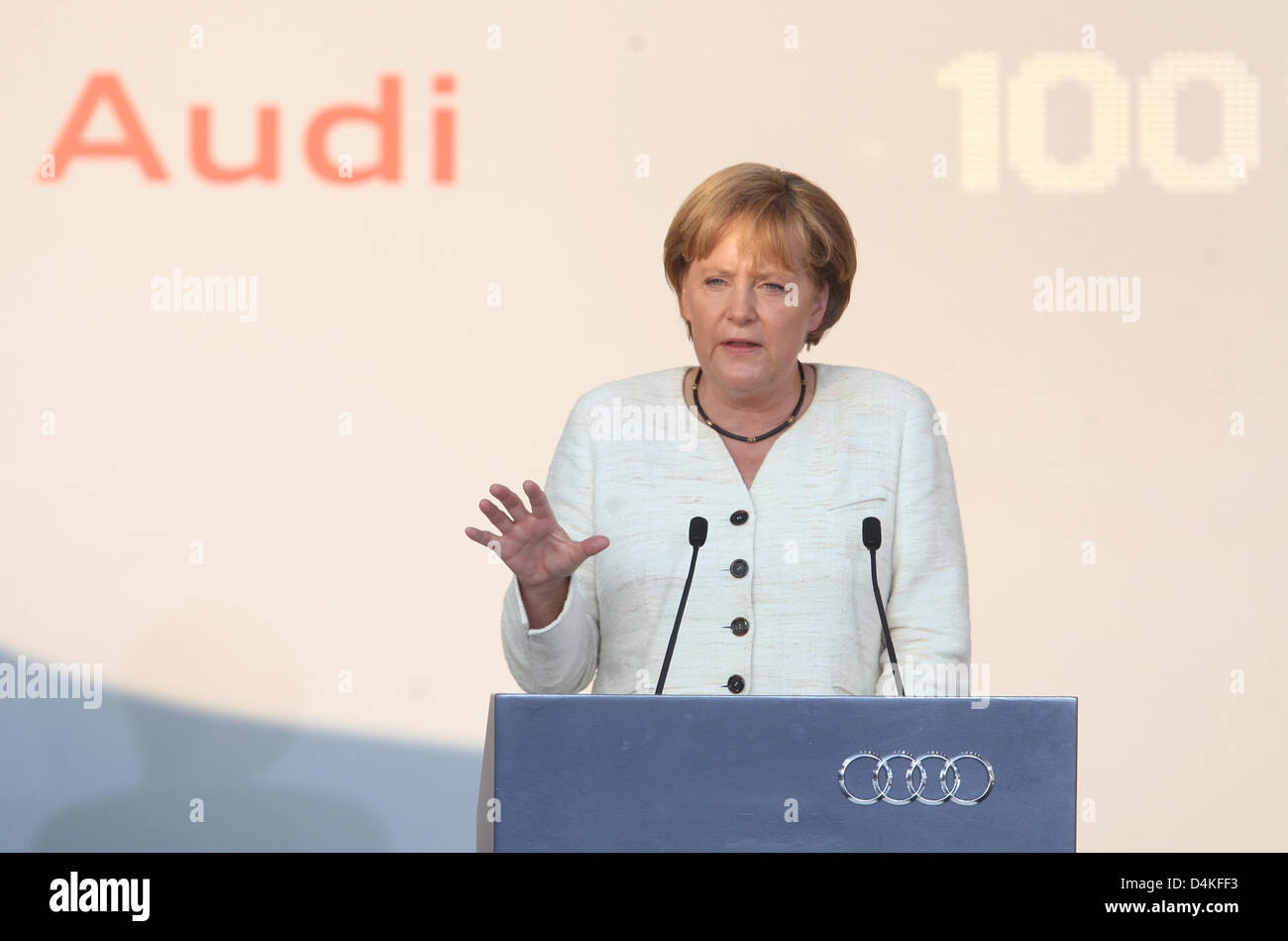 German Chancellor Angela Merkel speaks at Audi-Forum Ingolstadt in ...