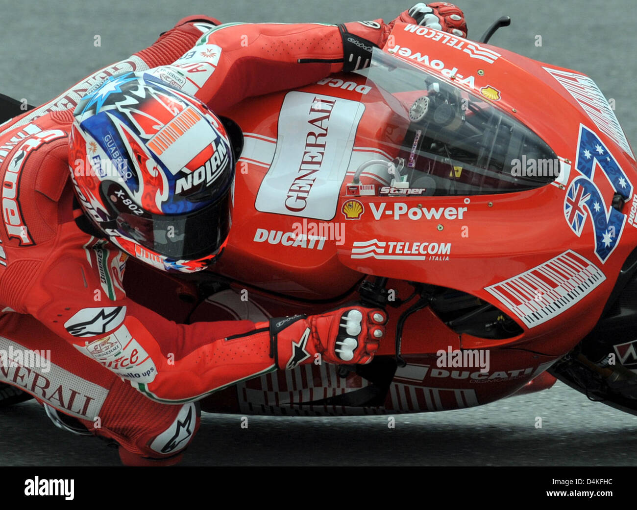 Australian Ducati rider Casey Stoner during a training session at ...