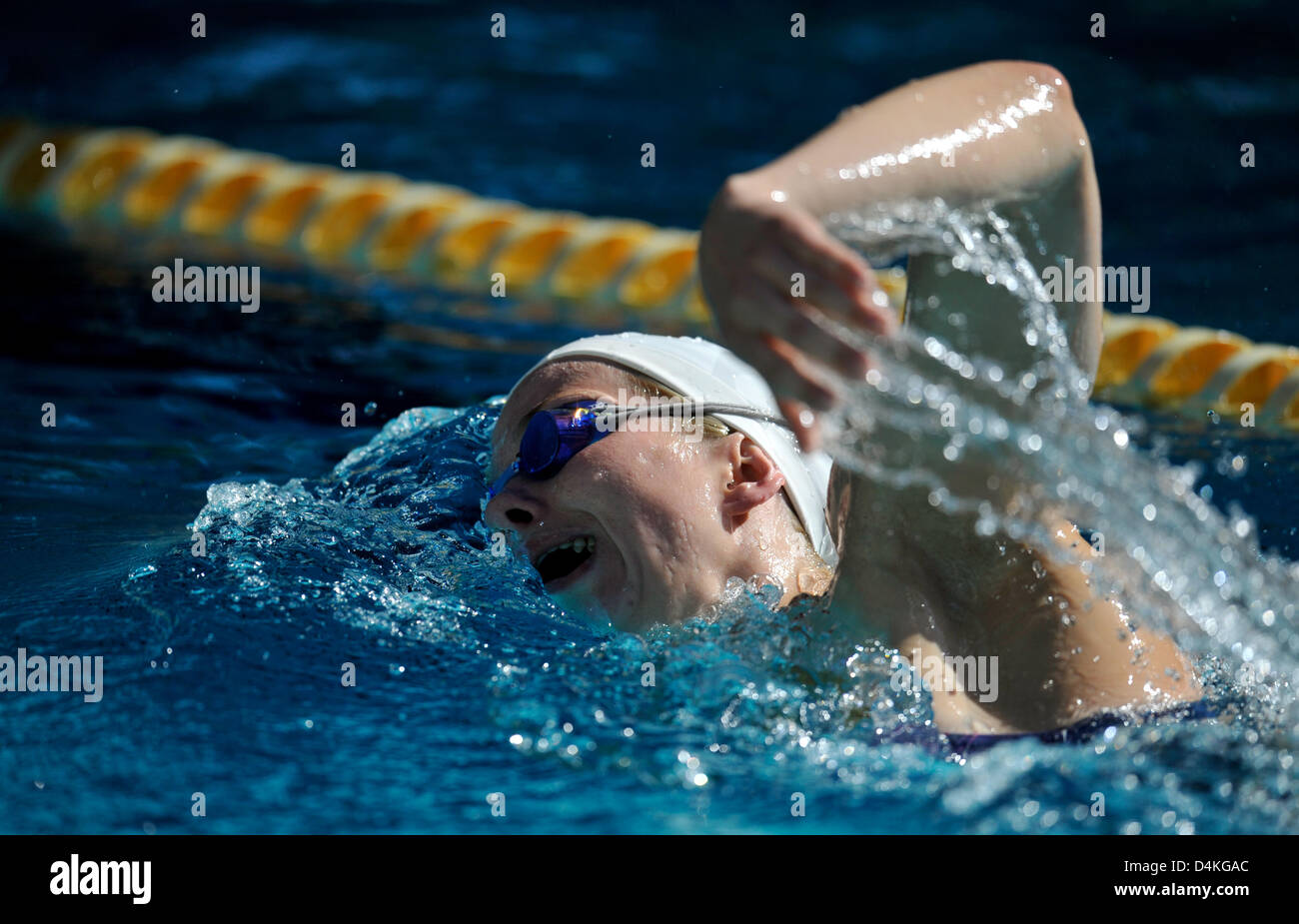 German swimmer Britta Steffen shown in action in the training camp of ...